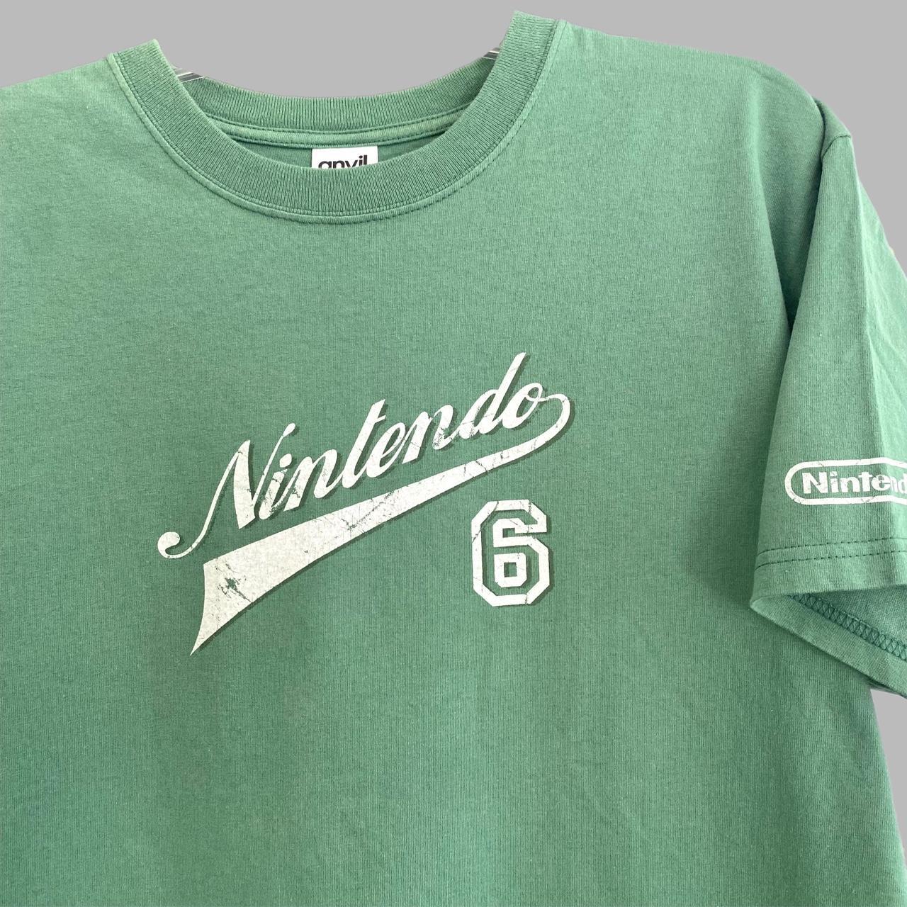 Nintendo Men's Green and White T-shirt | Depop