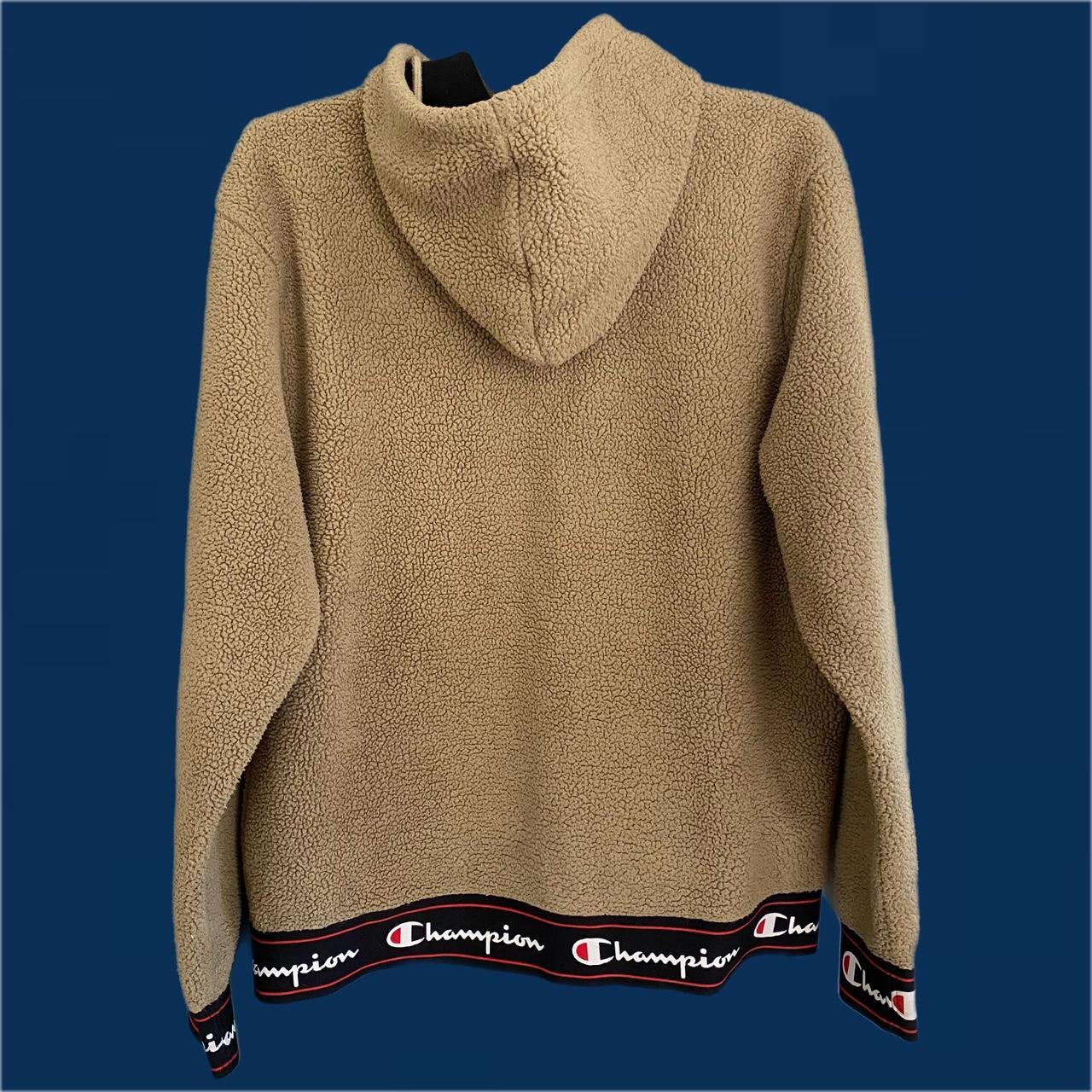 Champion Sherpa Hoodie Tan Size Large No tears or... - Depop
