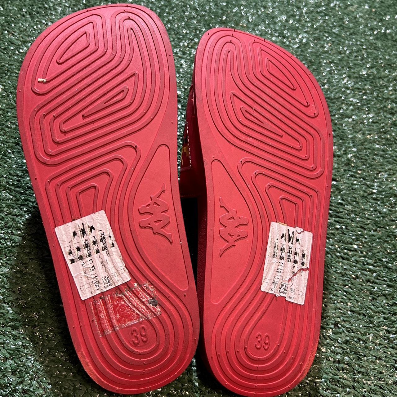 Kappa Men's Red and Yellow Slides | Depop