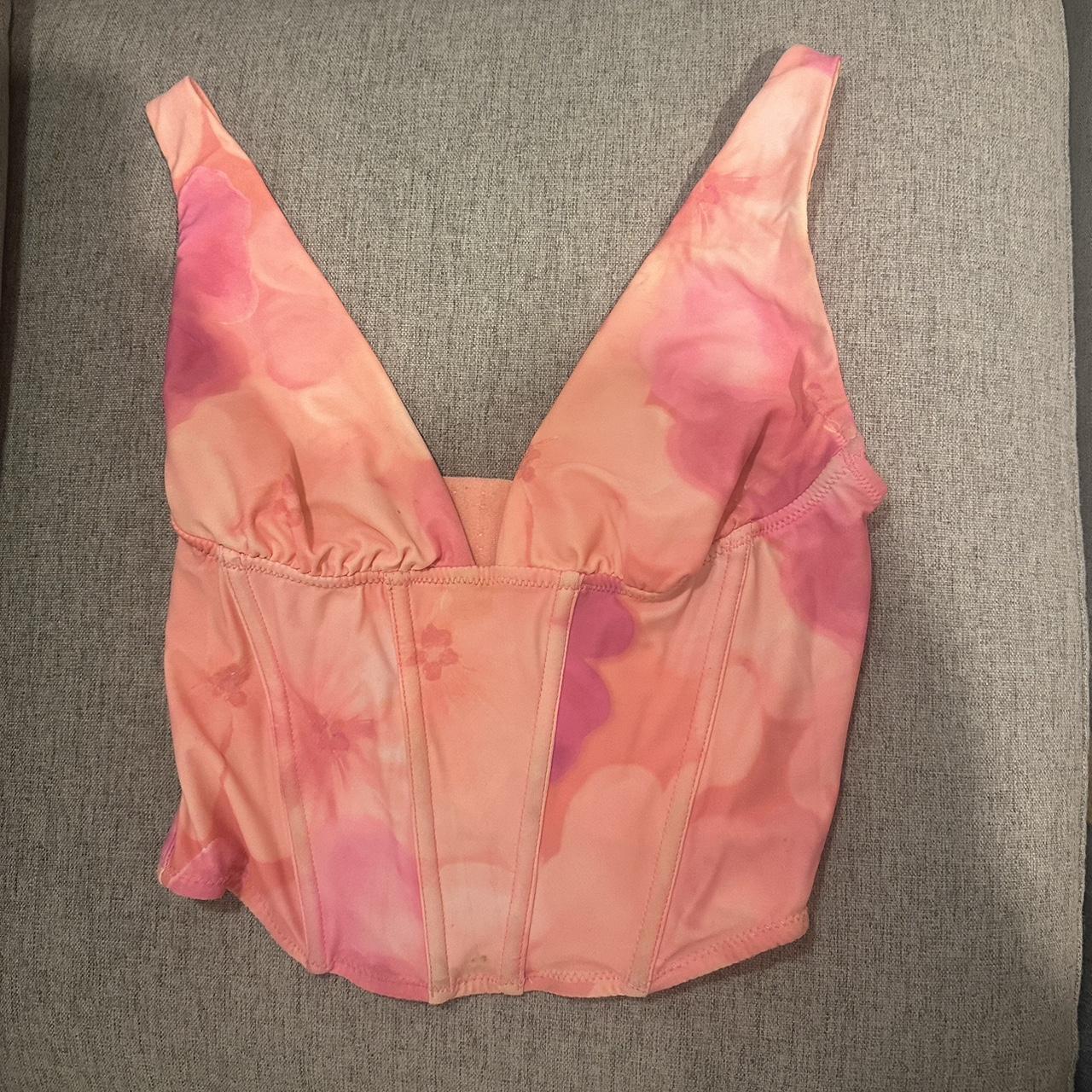 pink floral glassons corset, size S - Depop