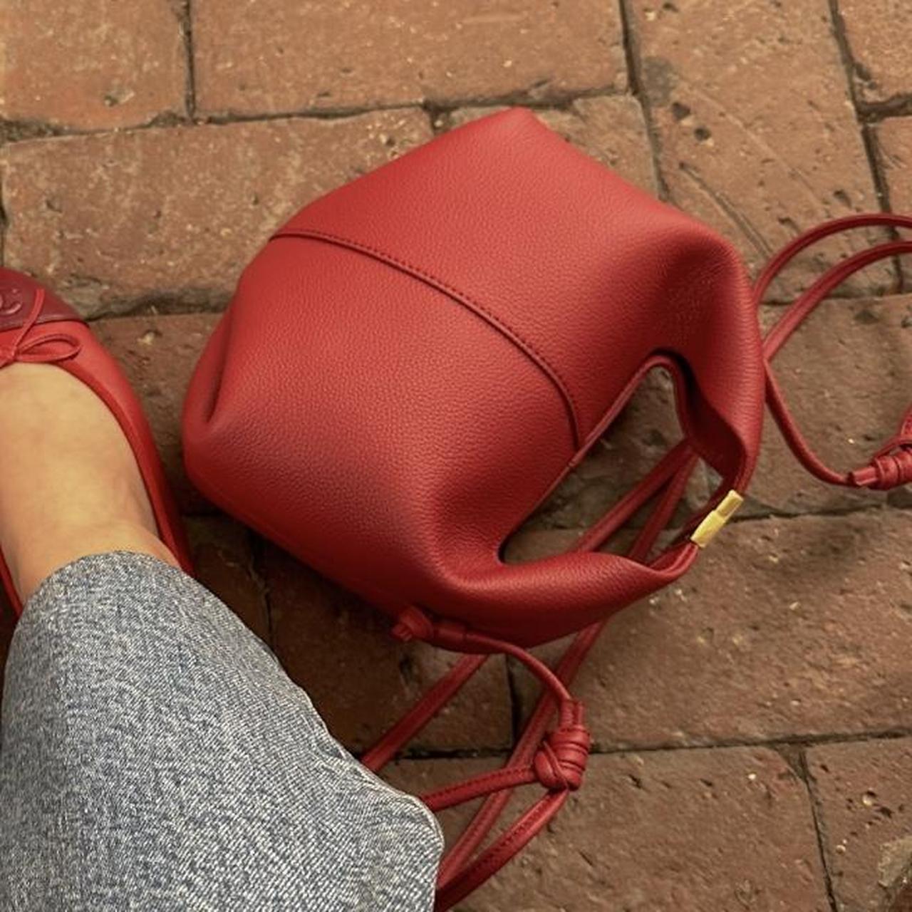 Red Polene Mini Bag Pebbled leather Has a tiny... | Depop