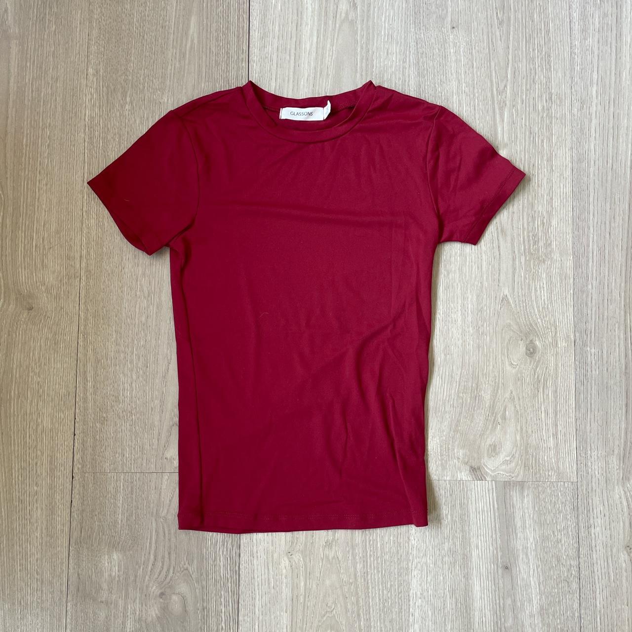 glassons shirt in dark red size XS perfect basic - Depop