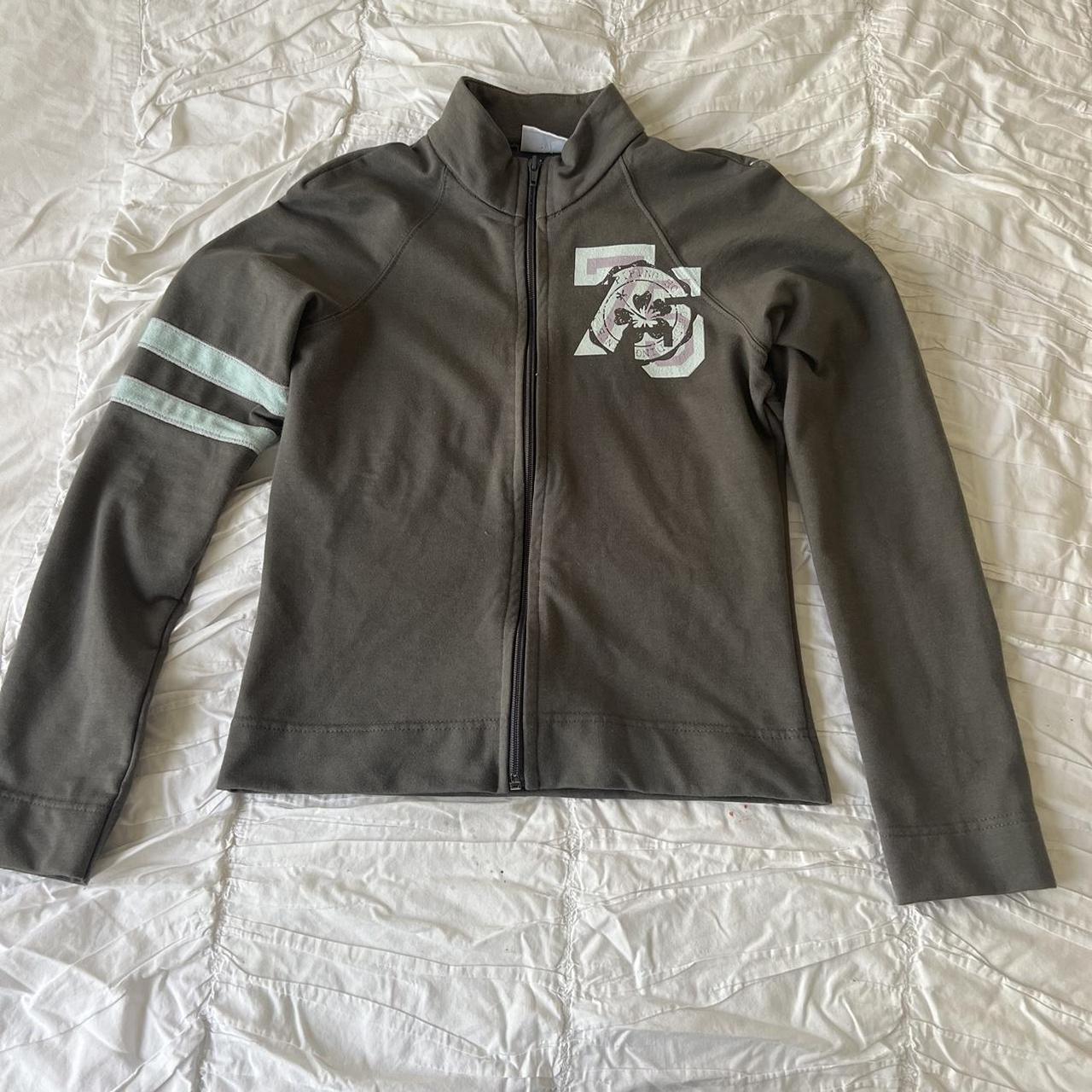 Y2k jacket fitted skater surfer zip up graphic... - Depop