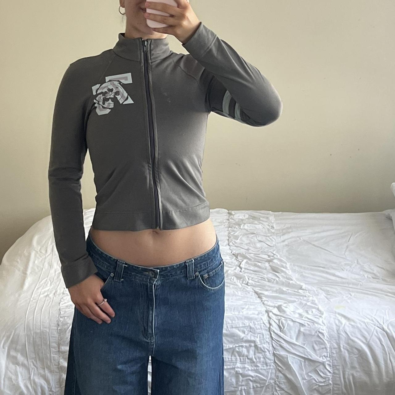 Y2k jacket fitted skater surfer zip up graphic... - Depop