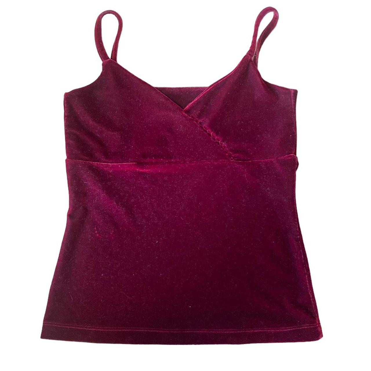 Beautiful burgundy/red velvet top. Very flattering... - Depop