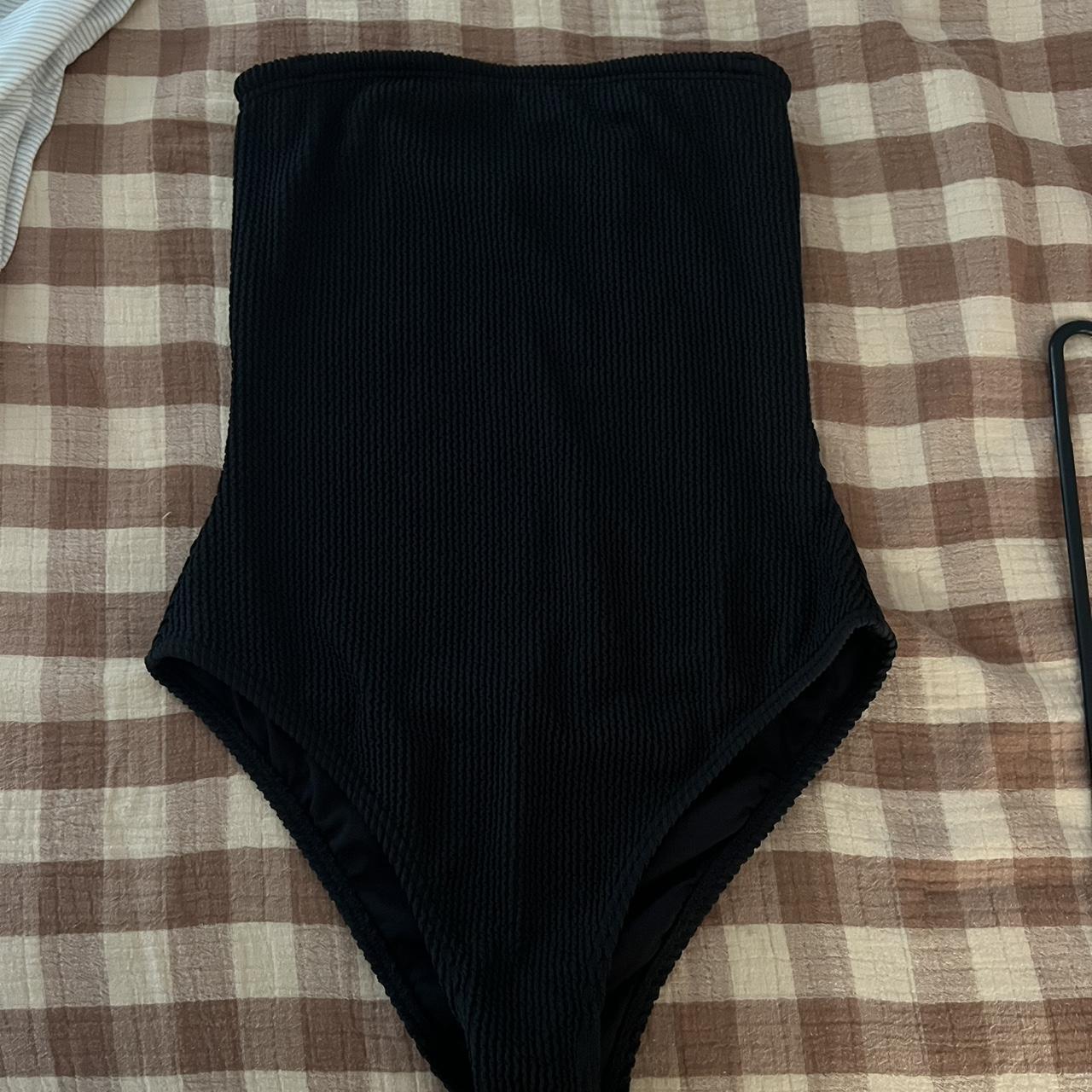 Black ribbed one piece swim #bodysuit Size 10 | Depop