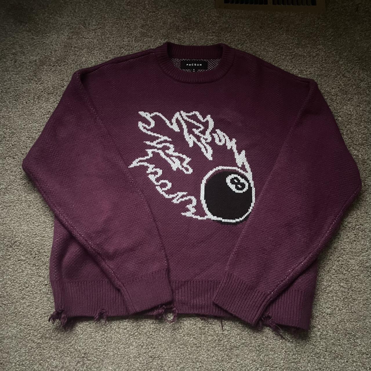 pacsun 8 (eight) ball purple sweater size small,... - Depop