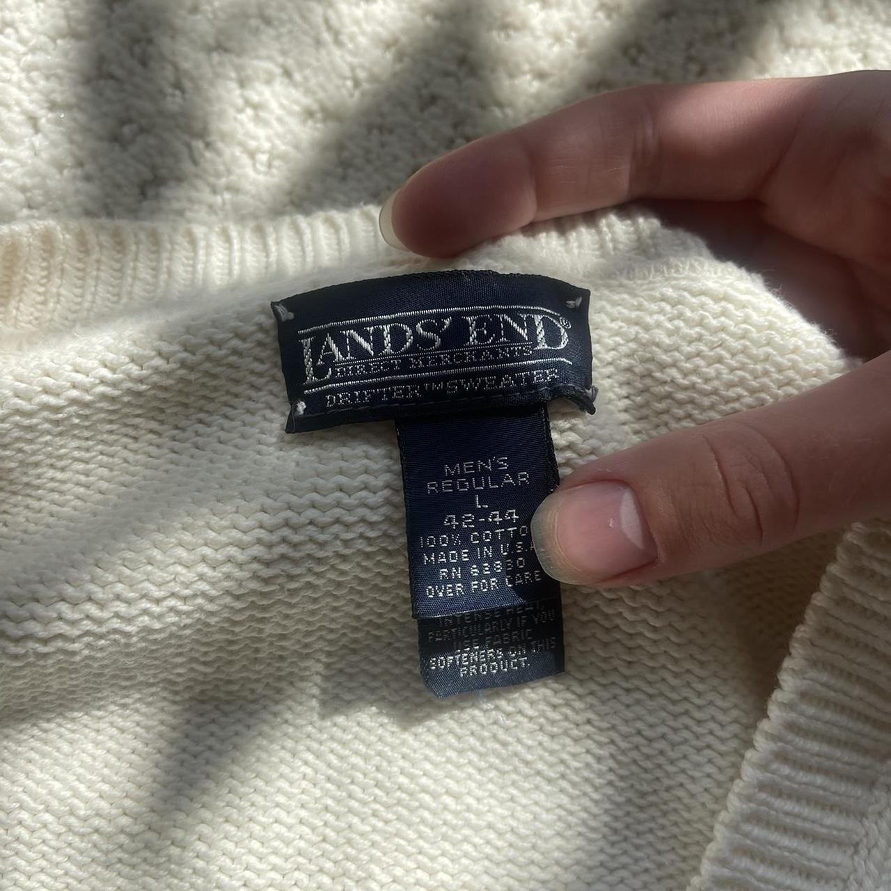 Land’s End Cream v neck sweater ever so slight... - Depop