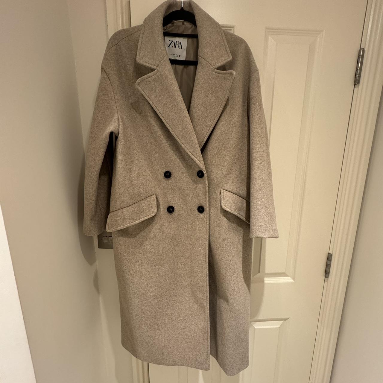 Zara longline coat in Oatmeal. Worn only a few... - Depop