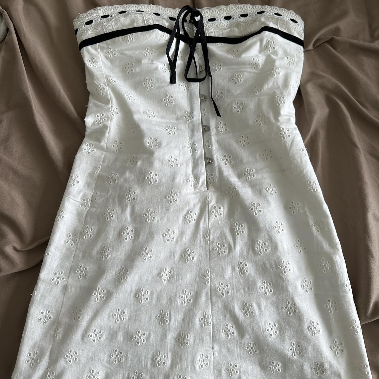 with jean sabrin dress in white!!!! Worn a couple... - Depop