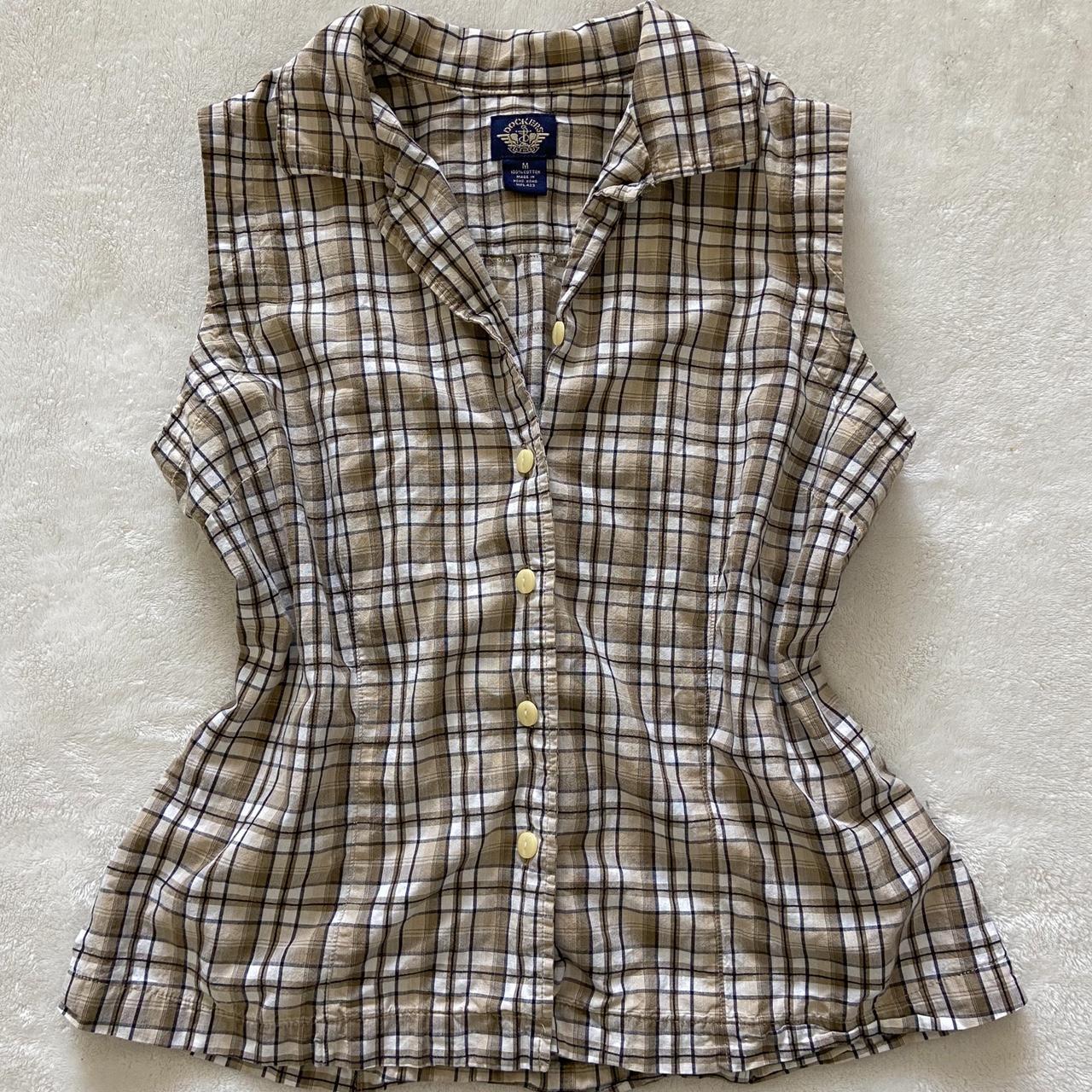 Dockers Women's Brown and Cream Top | Depop