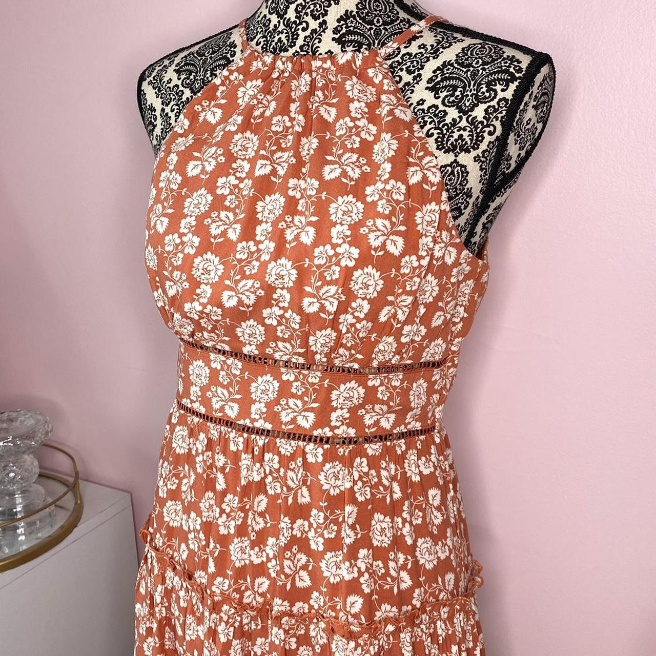 francesca's Women's Orange and White Dress | Depop