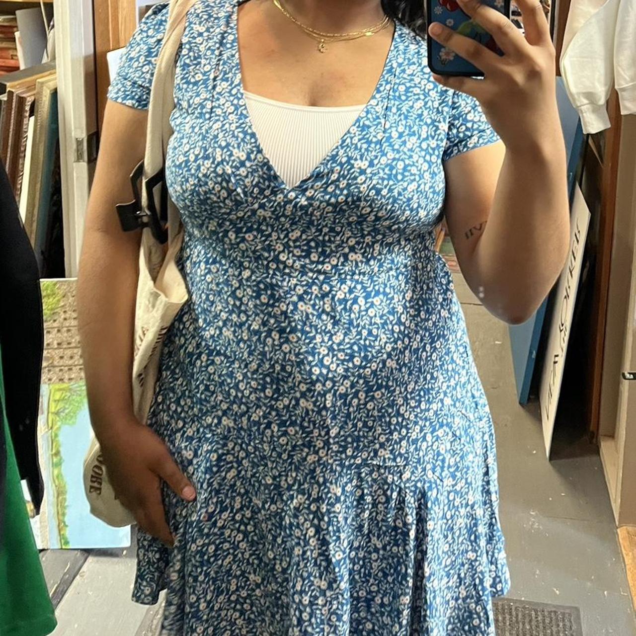 Blue floral princess polly dress - Depop