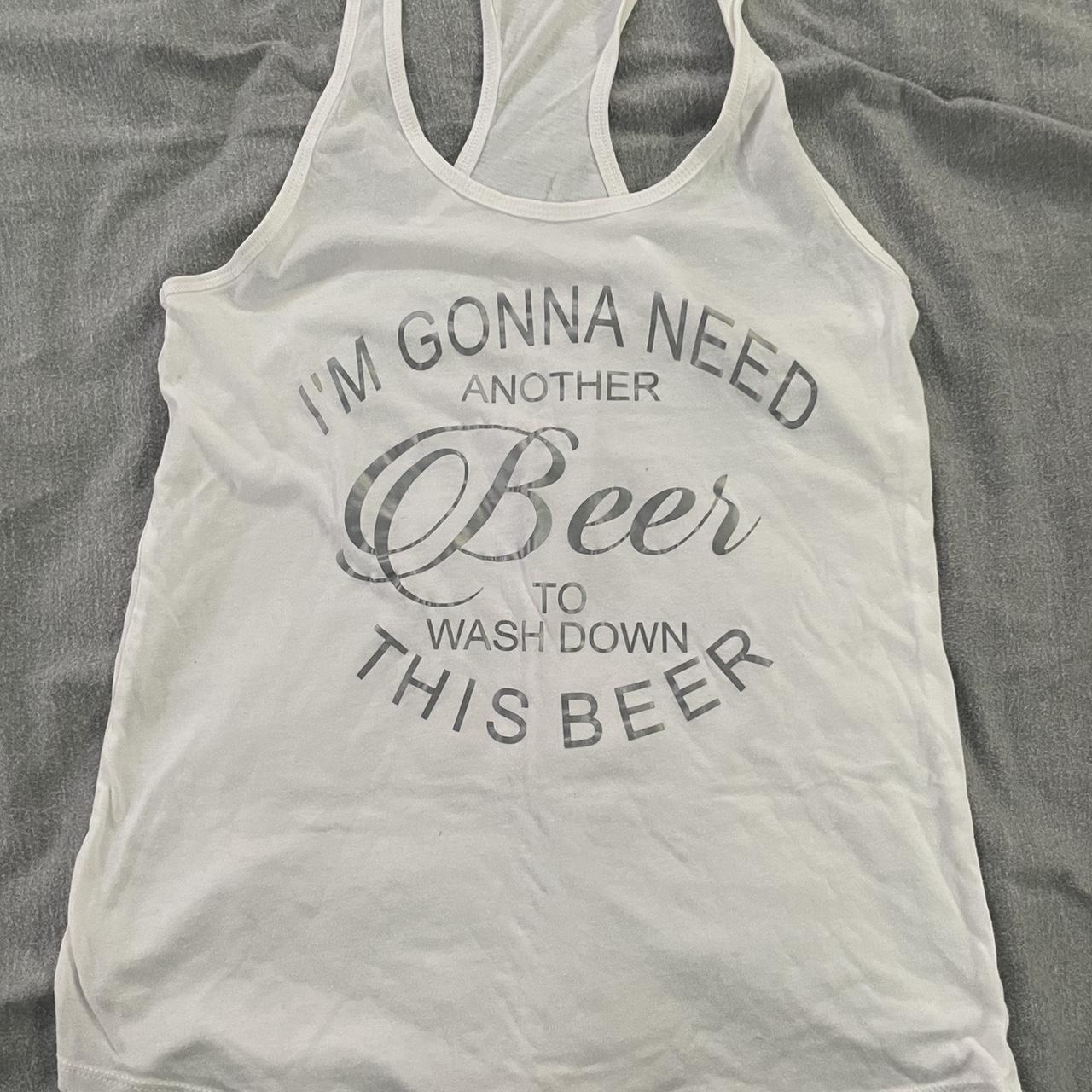 white beer tank top size large no noticeable flaws... - Depop