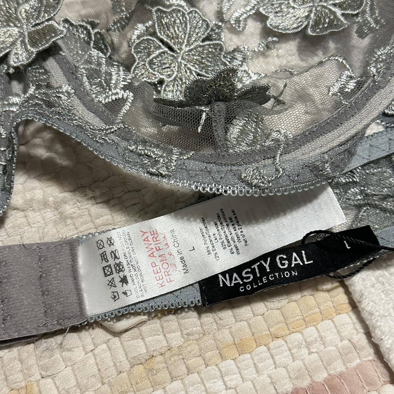 Nasty Gal floral embroidered mesh bra brand new... - Depop