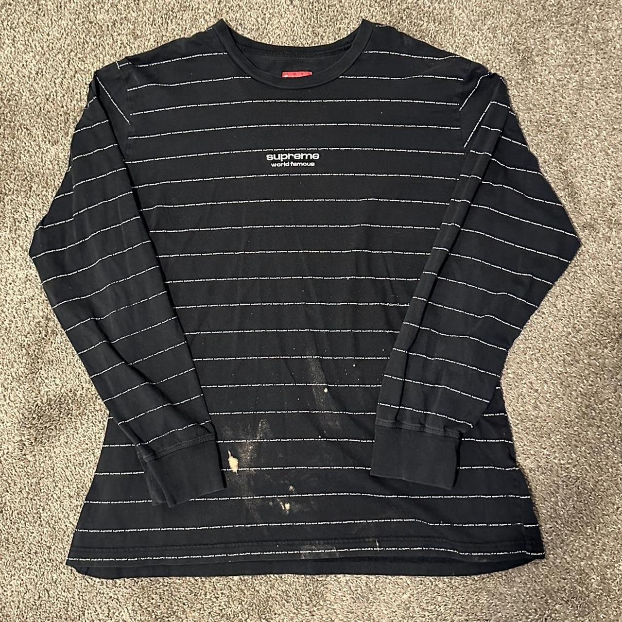 Supreme black long sleeve with white lettering cool... - Depop