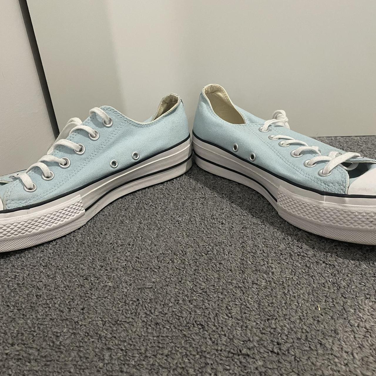 Used low rise platform baby blue converse UK 7 (AUS... - Depop