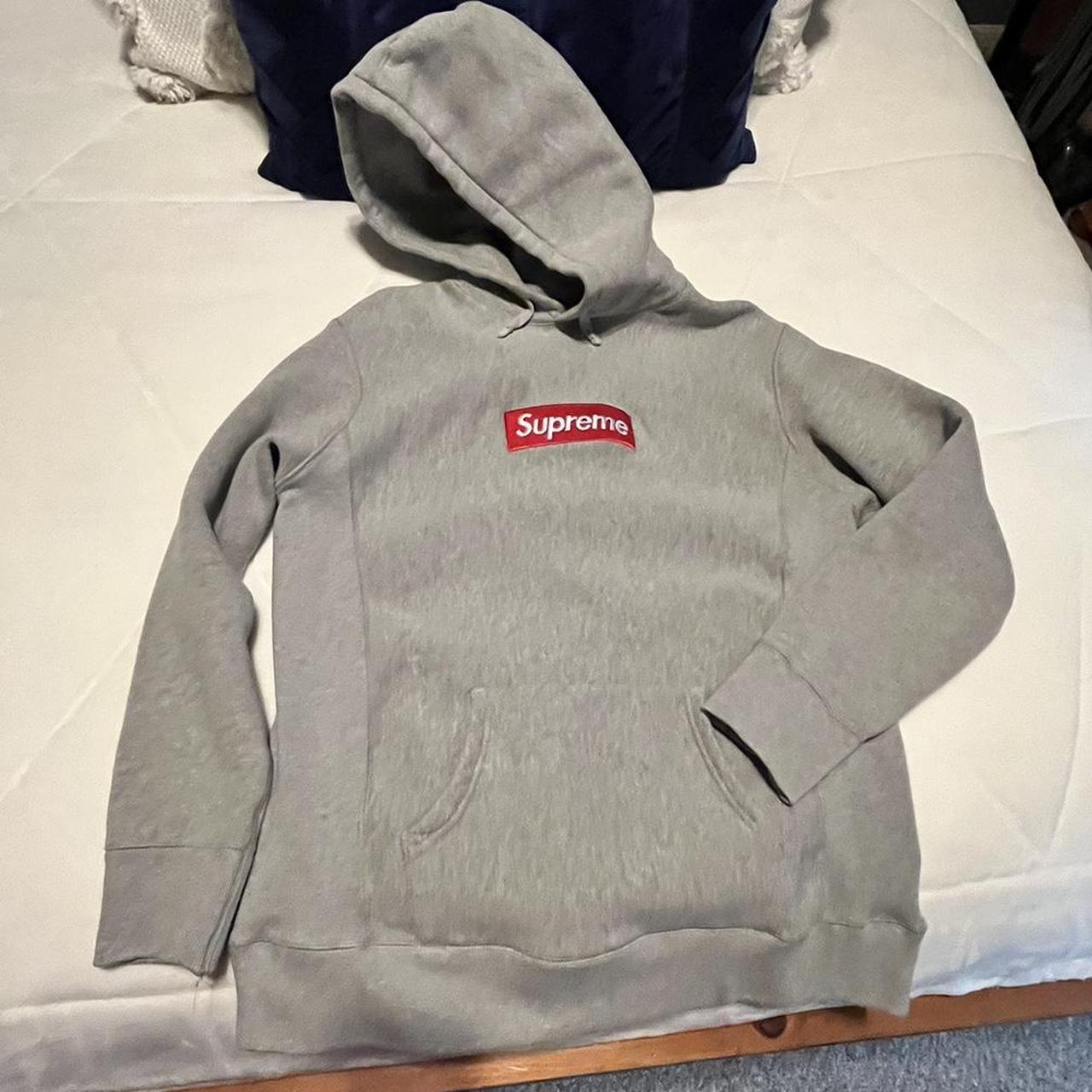 Supreme Grey Box Logo Hoodie - Depop