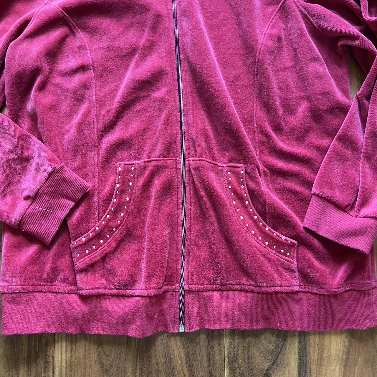 og Y2K red velour bedazzled tracksuit zip up - fits... - Depop