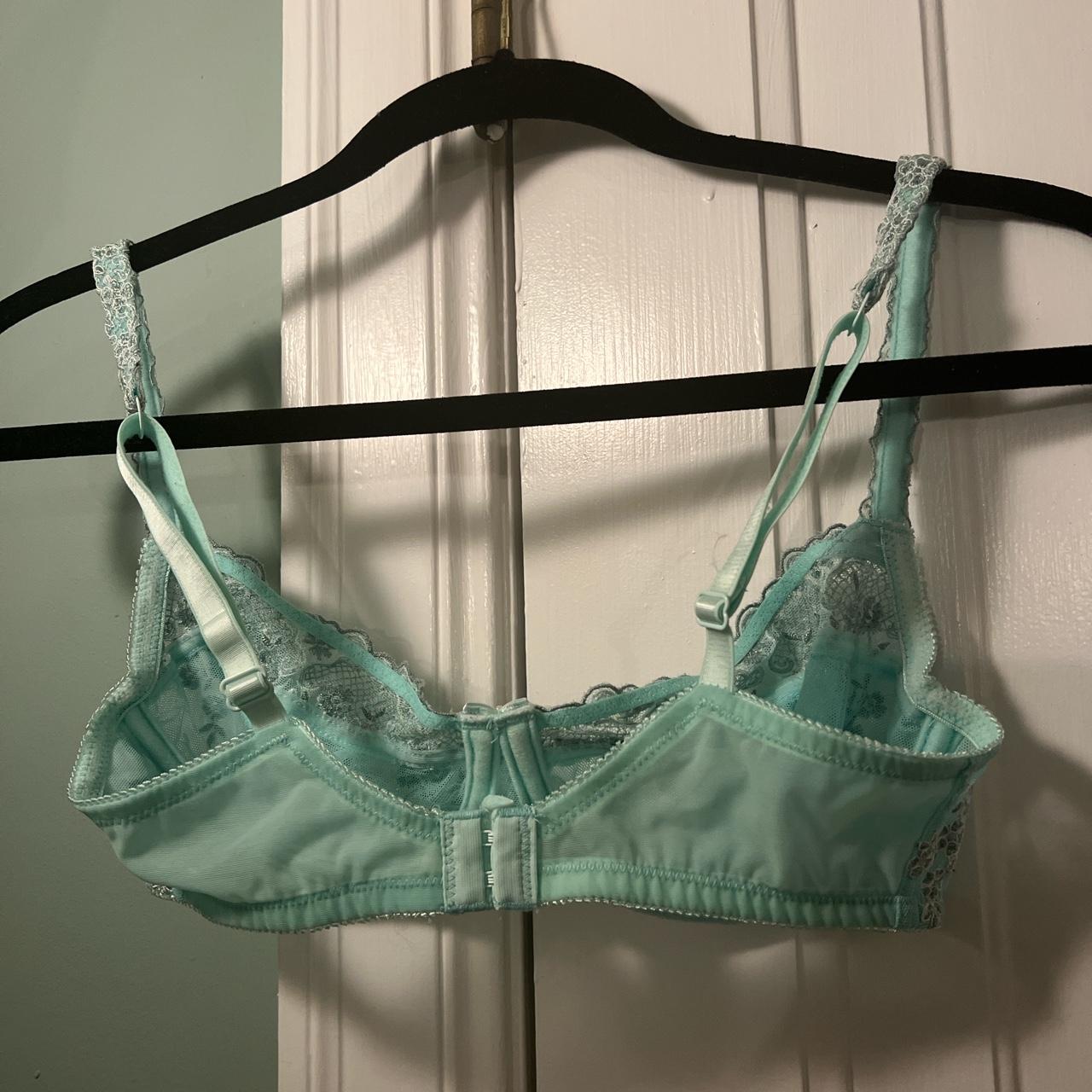 The most gorgeous teal vintage bra Mesh with wiring... - Depop