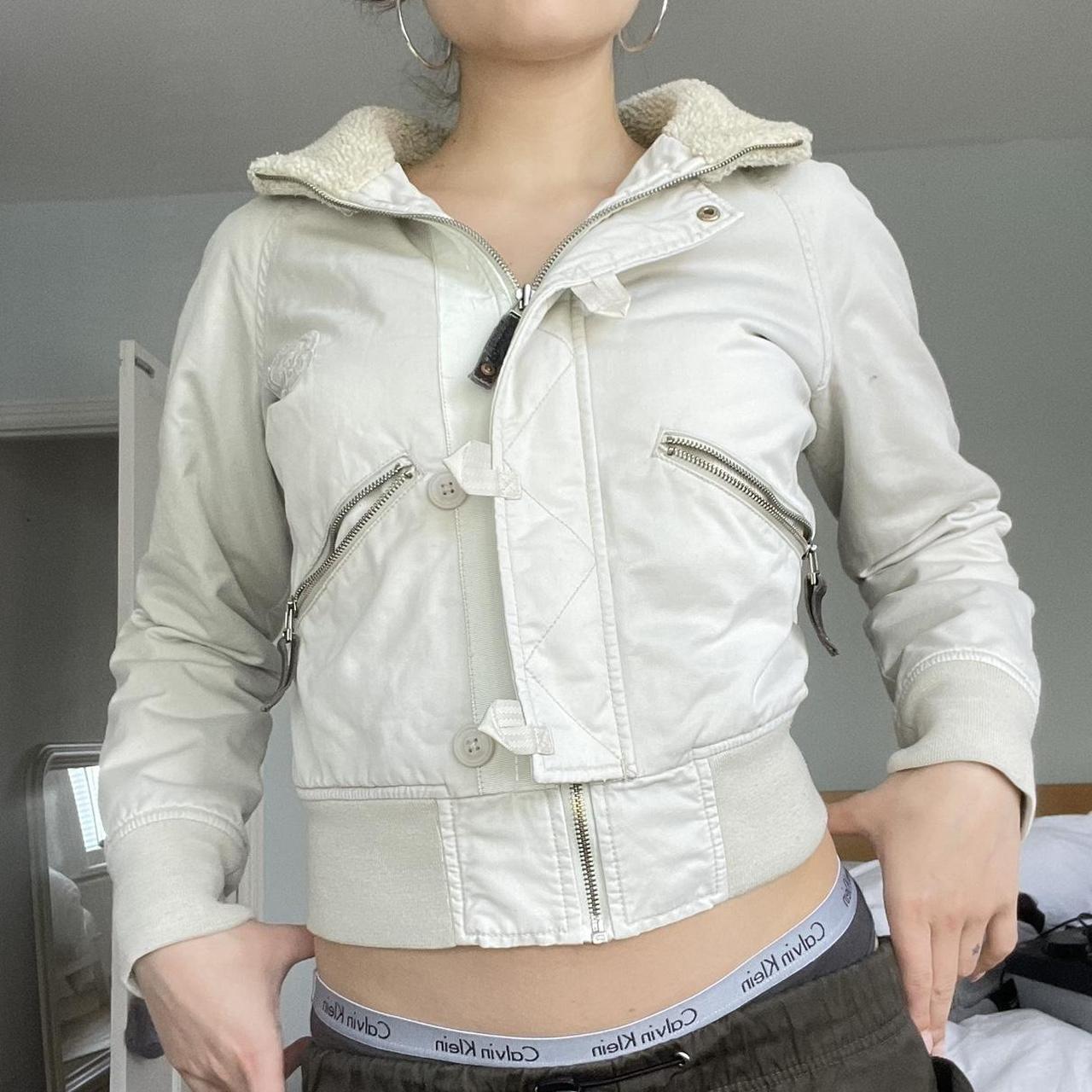 Firetrap Women's Cream and White Jacket | Depop