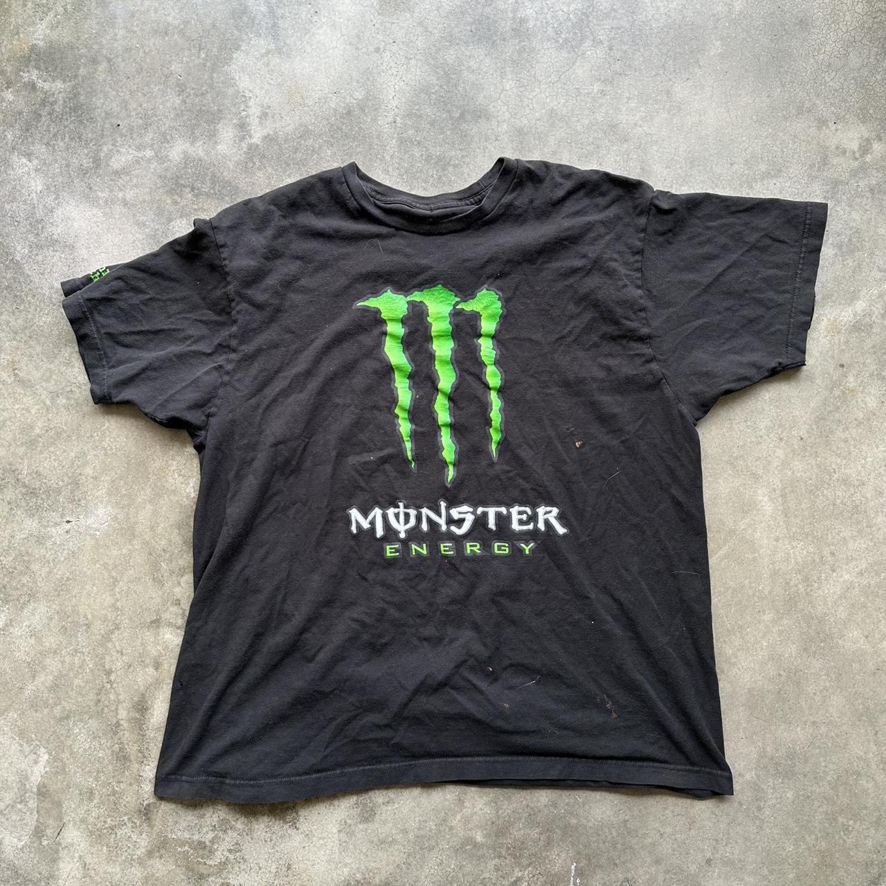 y2k monster energy graphic tee size:xl some bleach... | Depop