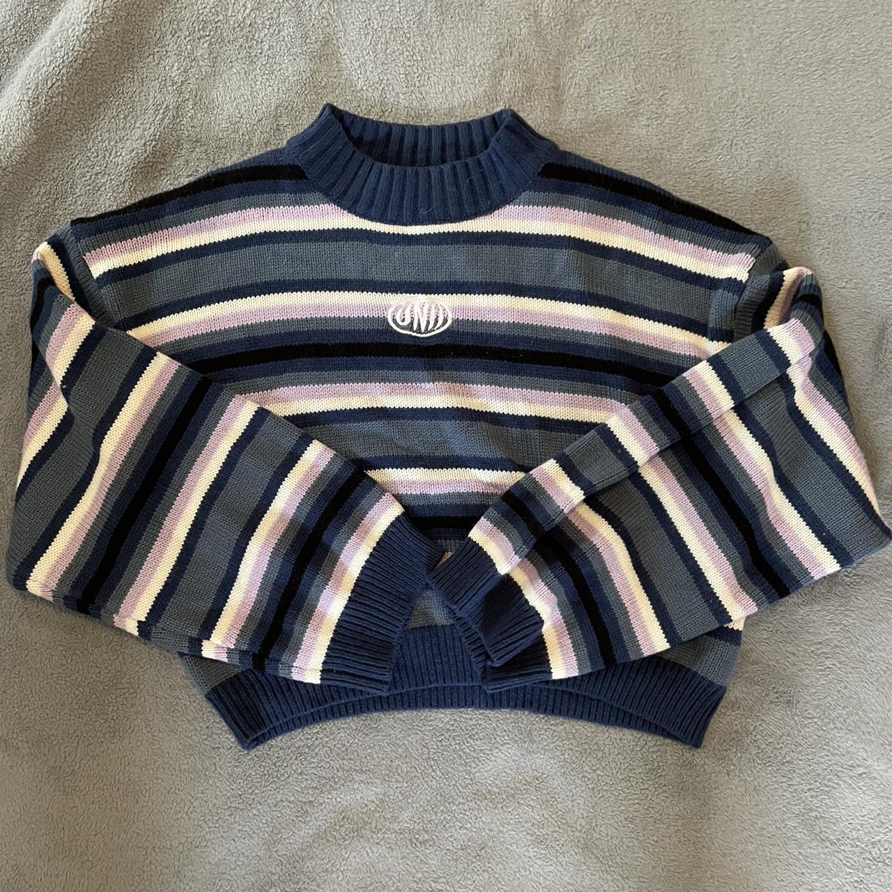 super cute and soft UNIF stripe sweater 🩷💜💙 loose... - Depop