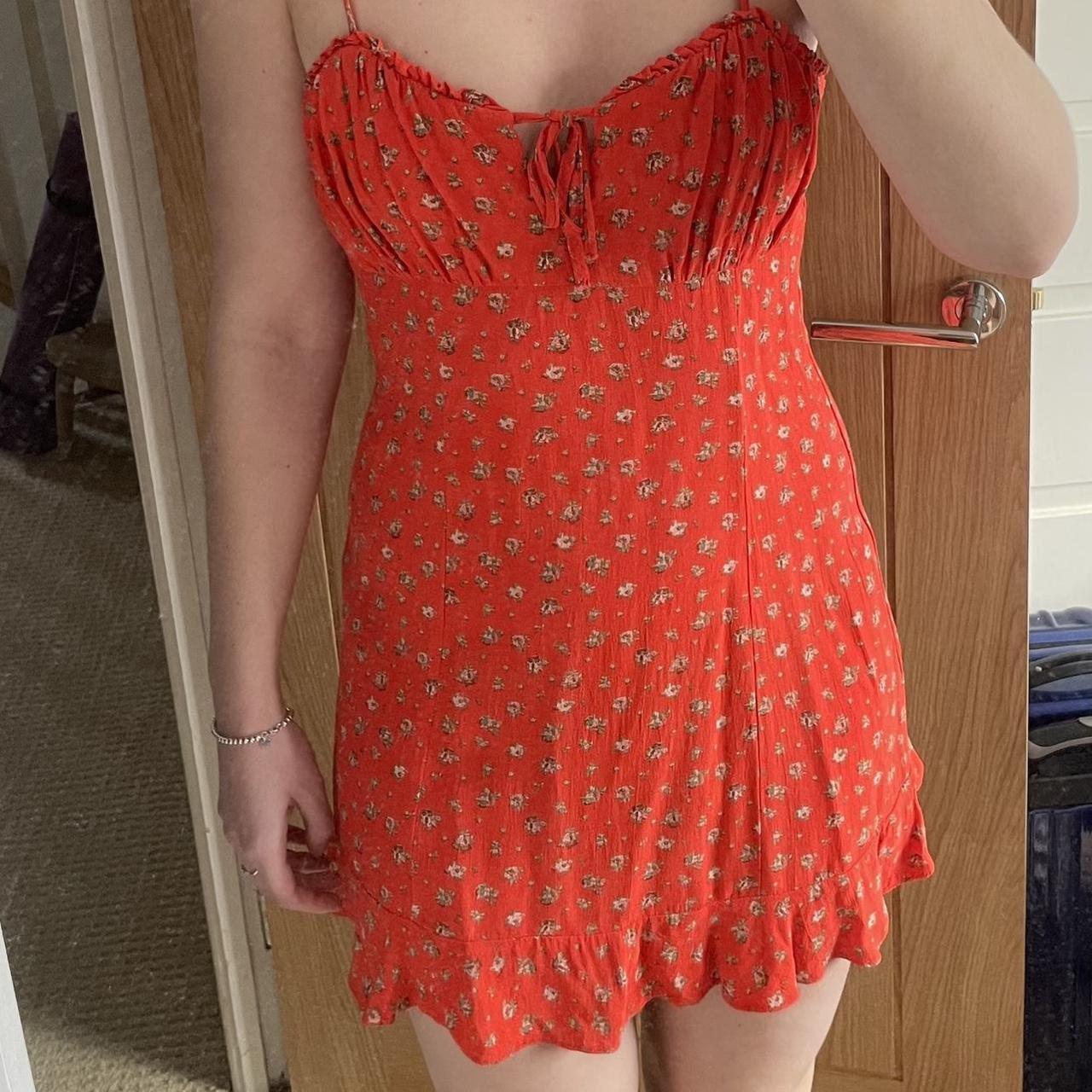 Red floral dress from Urban Outfitters. Cute ditzy... - Depop
