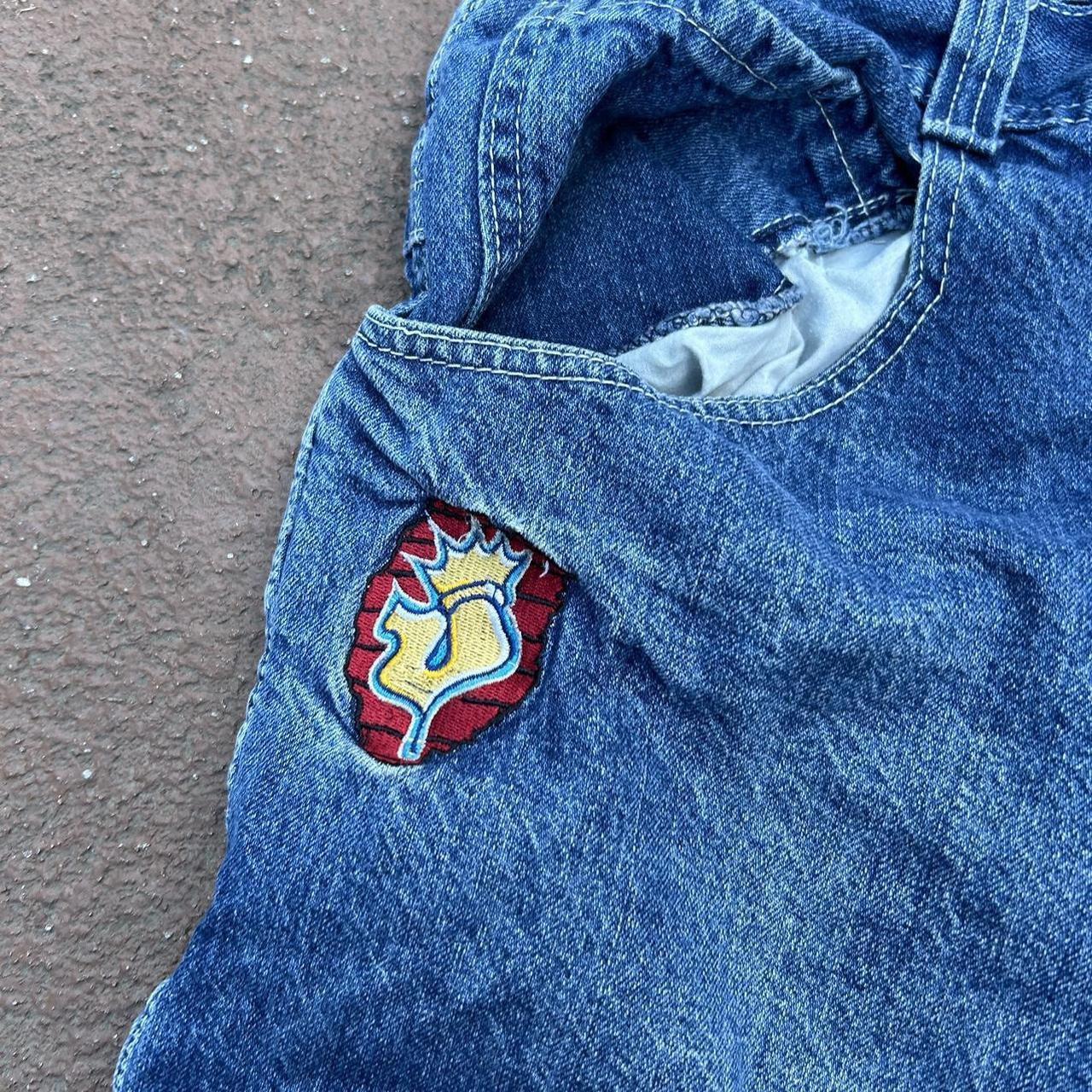 vintage 90s Jnco jeans denim shorts with patches.... - Depop