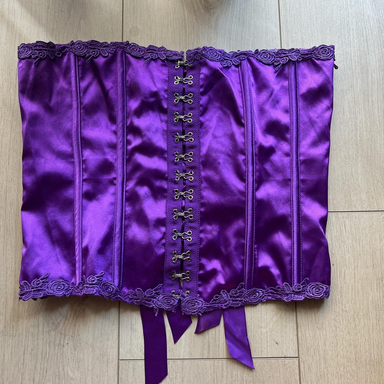 VINTAGE deep purple corset top size L #cosplay... - Depop