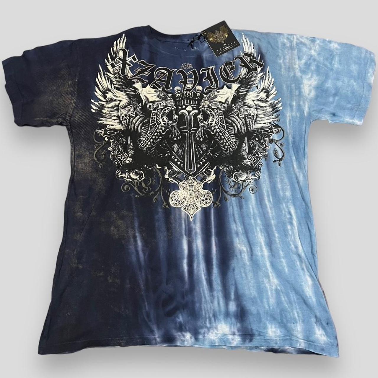 Deadstock Rare Vintage Xzavier T-Shirt ☠️ 🪽 Blue /... - Depop