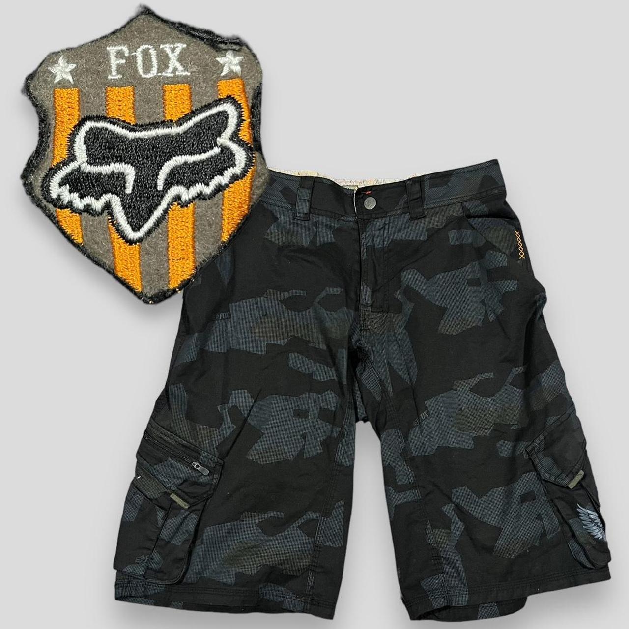Rare Vintage Camo Fox Racing Cargo Shorts 🦊 Black /... - Depop