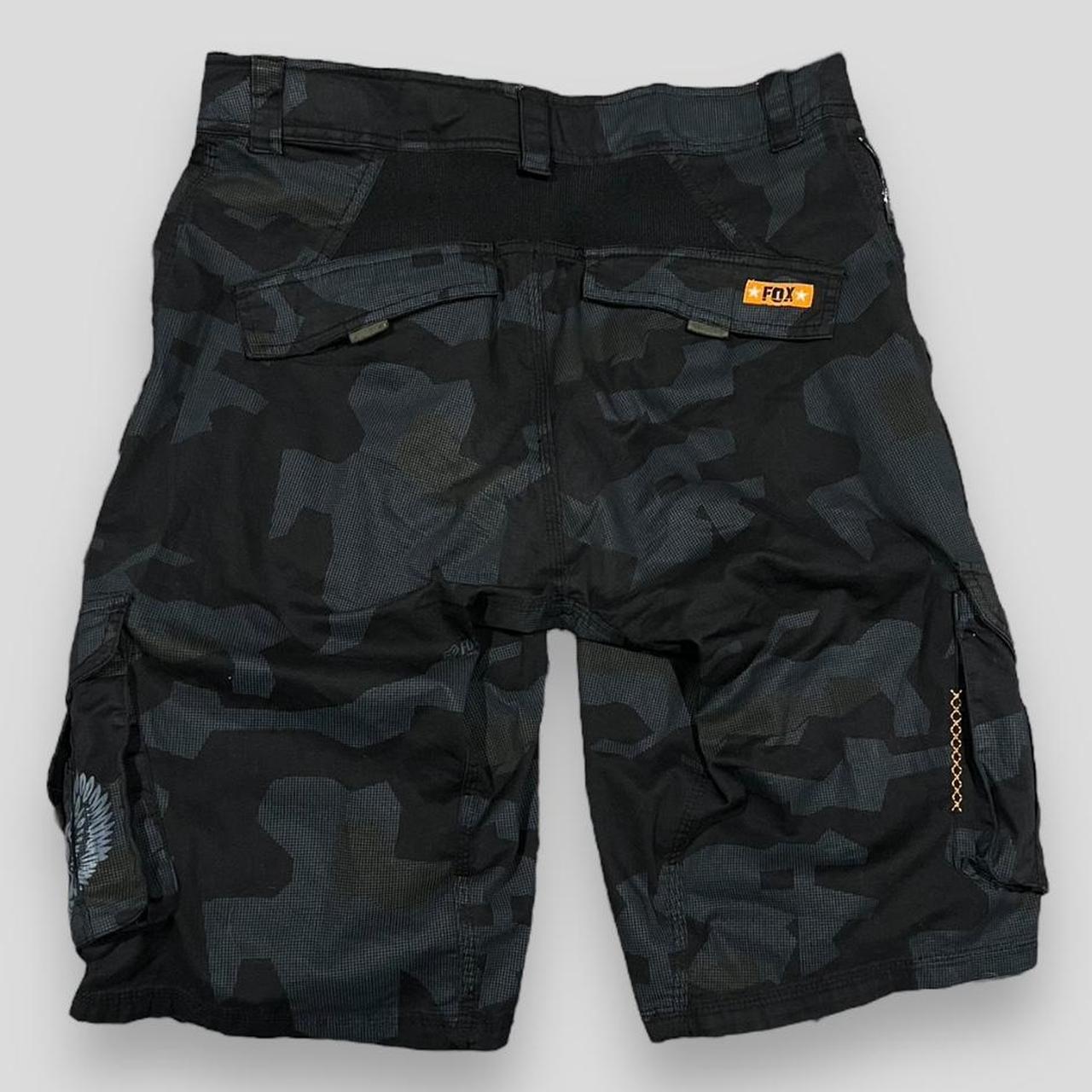 Rare Vintage Camo Fox Racing Cargo Shorts 🦊 Black /... - Depop