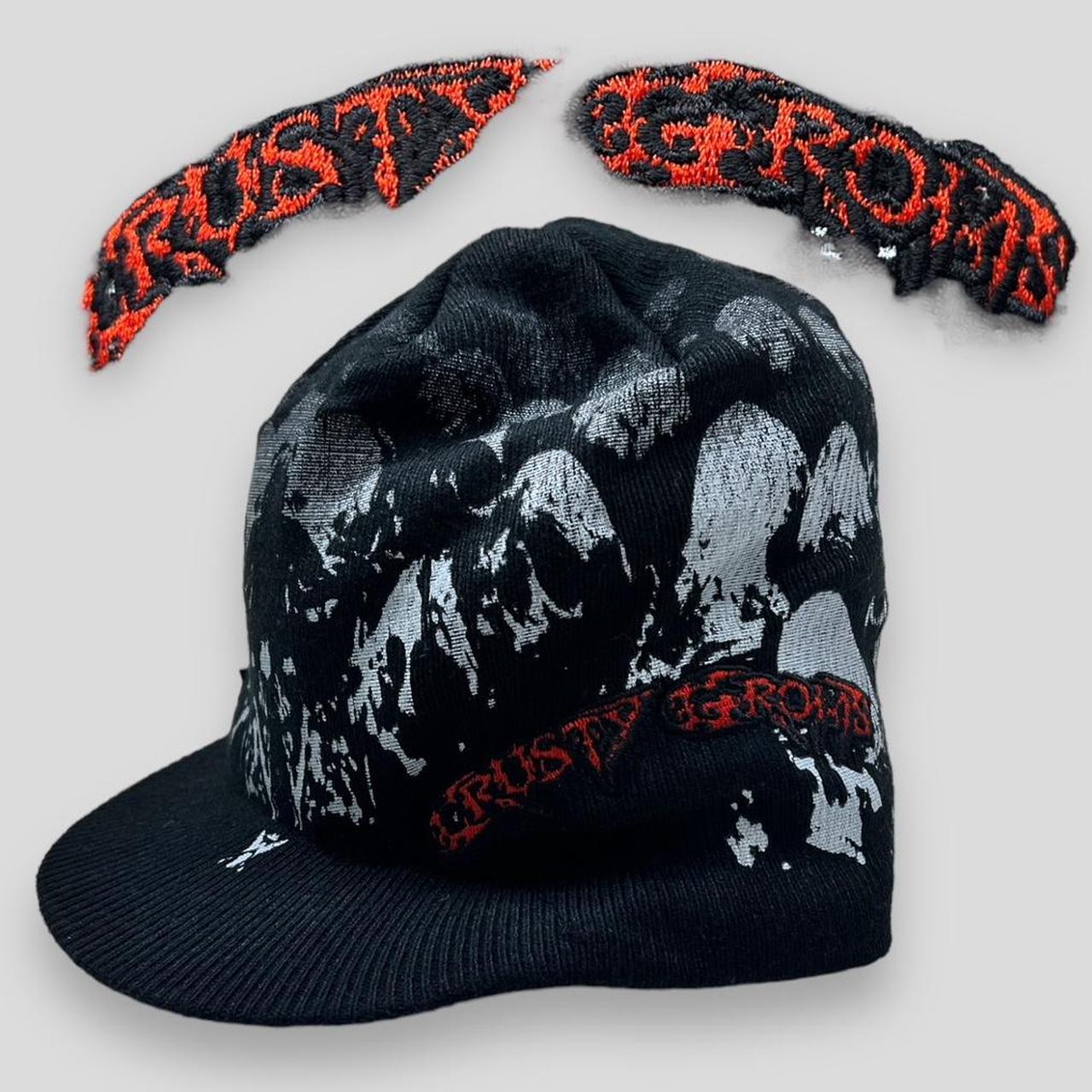 2000s Crusty Growths Skull Beanie Cap ☠️ Black /... - Depop