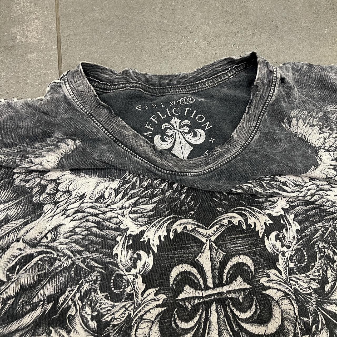 Rare Vintage 2000s Affliction Wing Shirt 🦅⛓️🪽 Grey /... - Depop