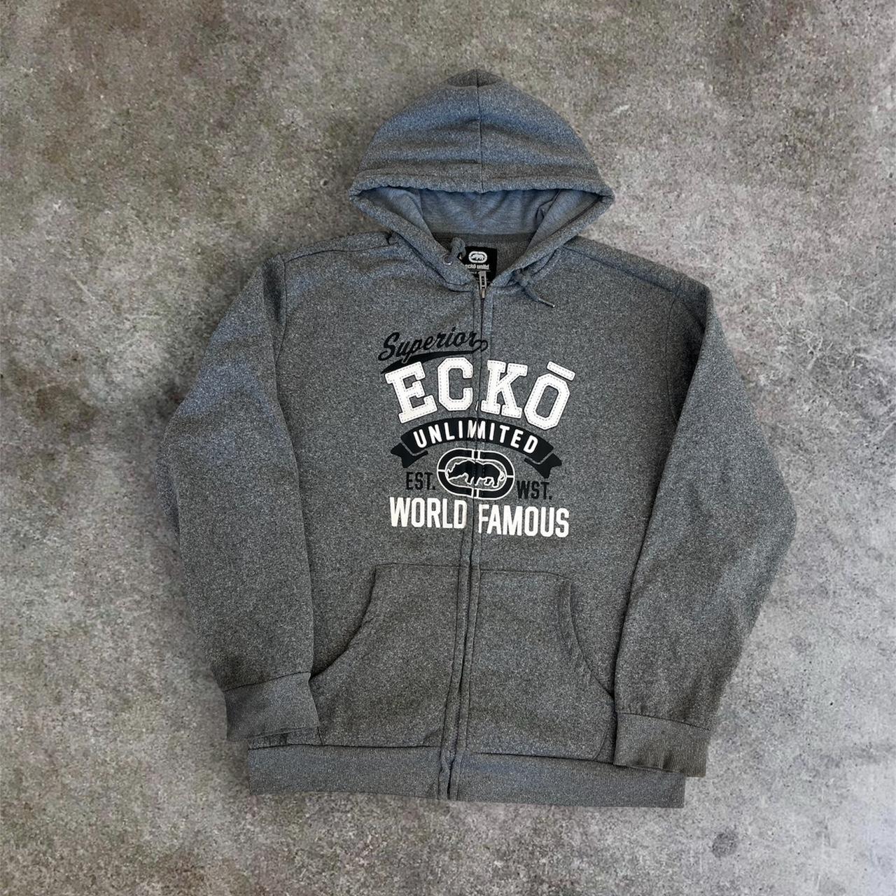 Y2k 2000s style Ecko Unltd Zip up lightweight grey... - Depop