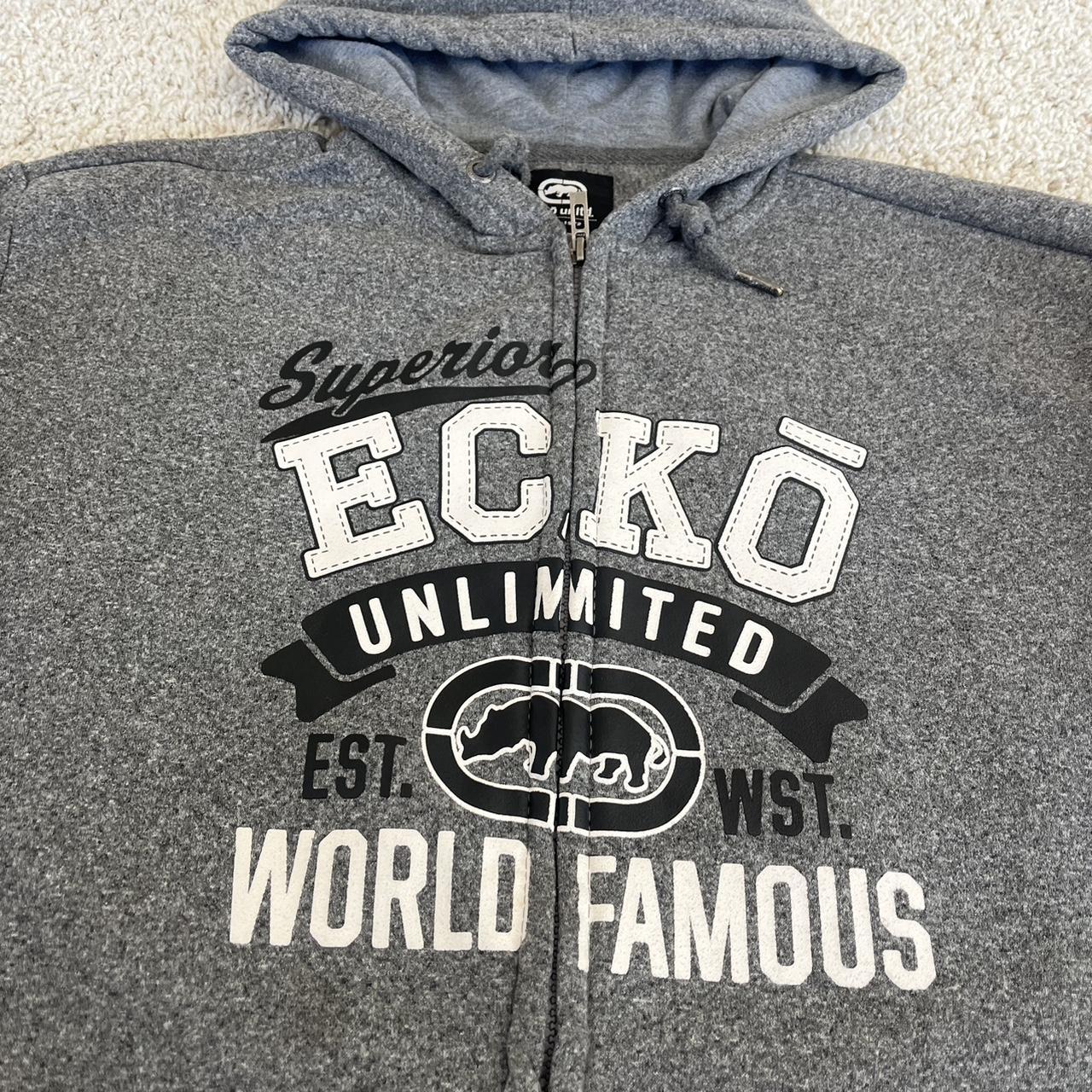 Y2k 2000s style Ecko Unltd Zip up lightweight grey... - Depop