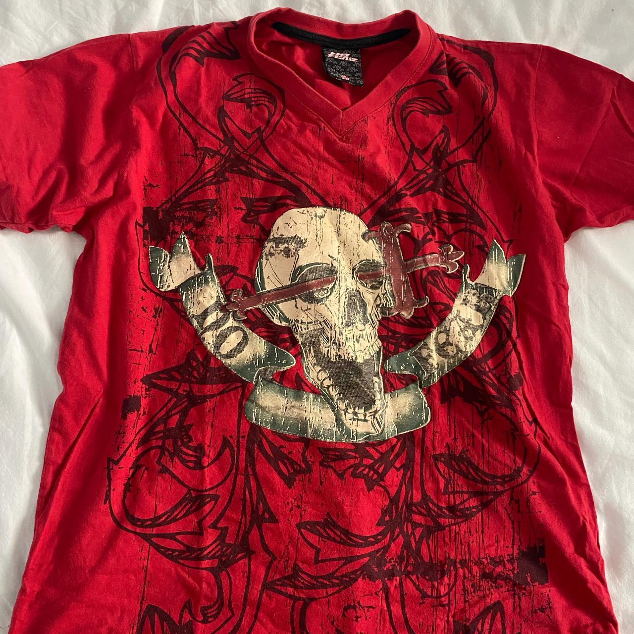 iconic in demand 90s brand 'no fear' mall goth red... - Depop