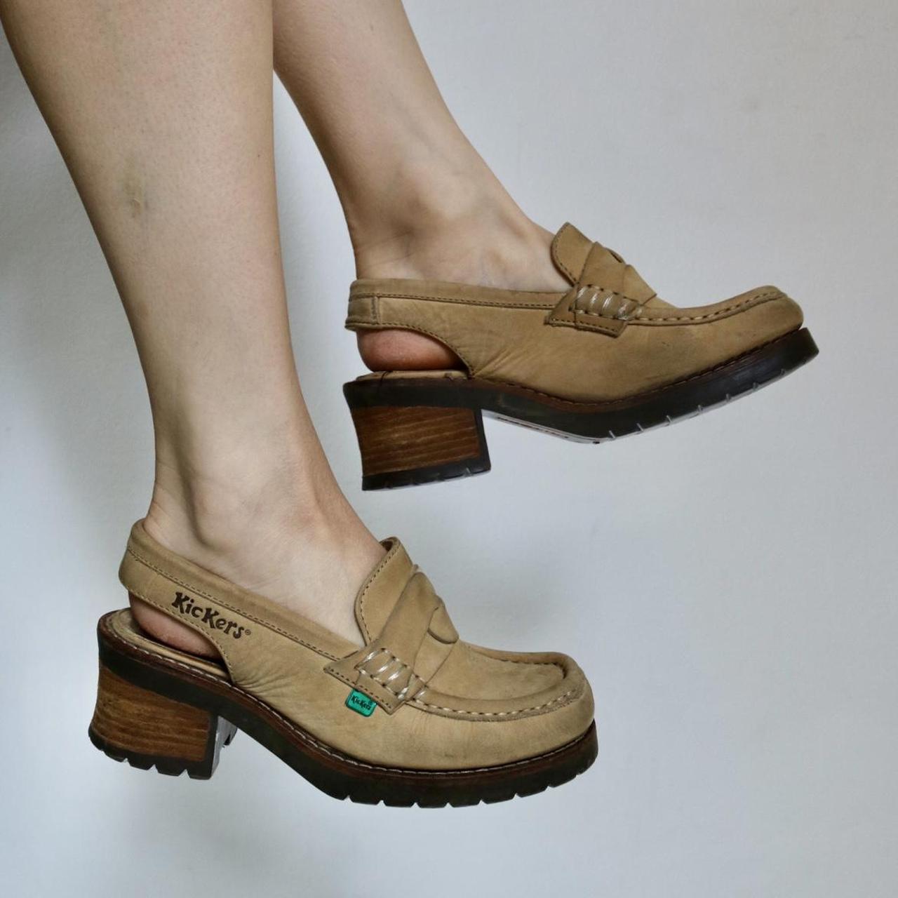 Kickers 90s Y2K vintage sling back chunky heel... - Depop