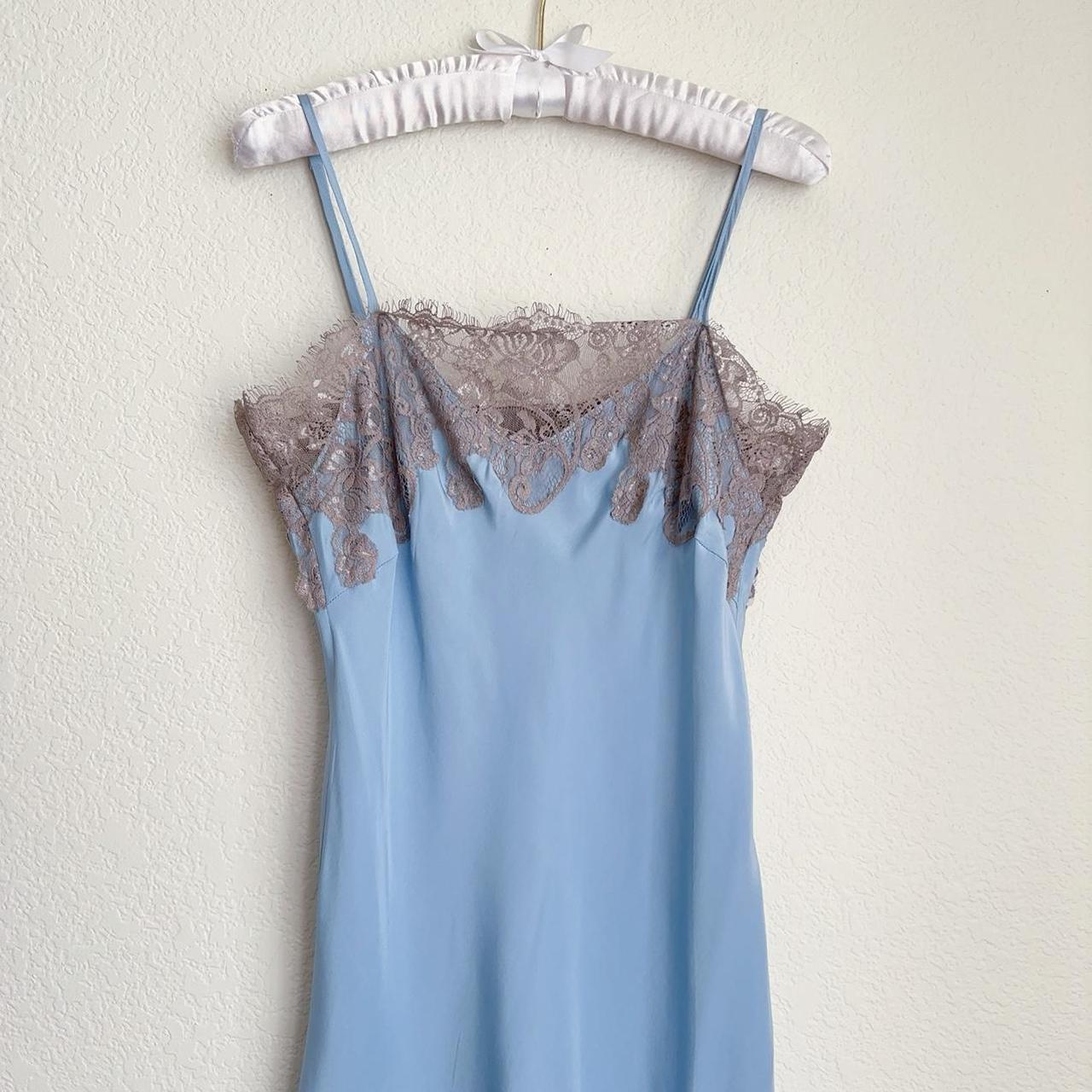 Gorgeous daydream blue silk slip ♡ beautiful grey... - Depop