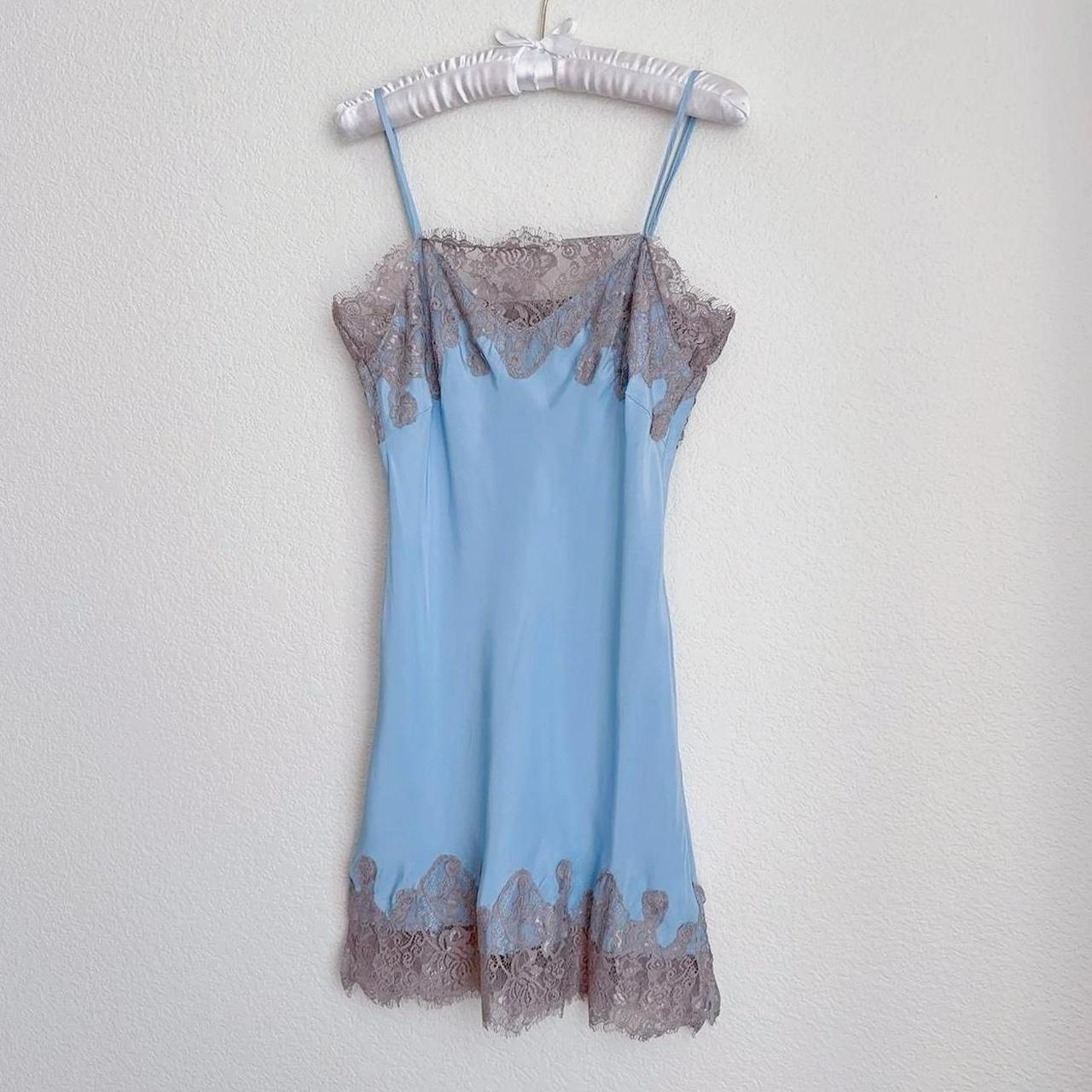 Gorgeous daydream blue silk slip ♡ beautiful grey... - Depop