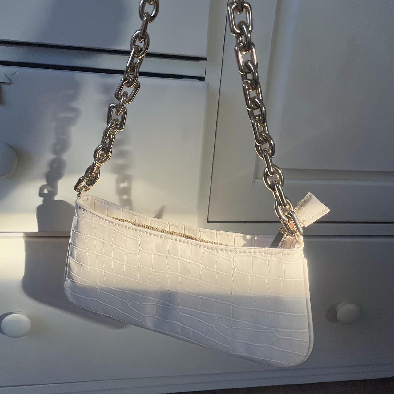 Zara shoulder bag, cream color with gold... - Depop