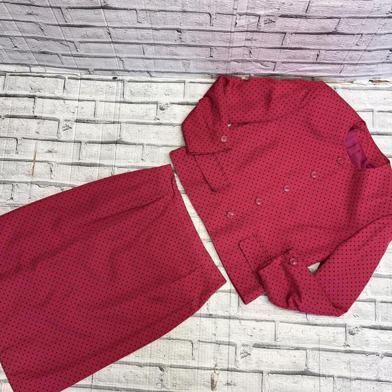 Vintage Viyella pink 2 piece suit jacket & skirt... - Depop