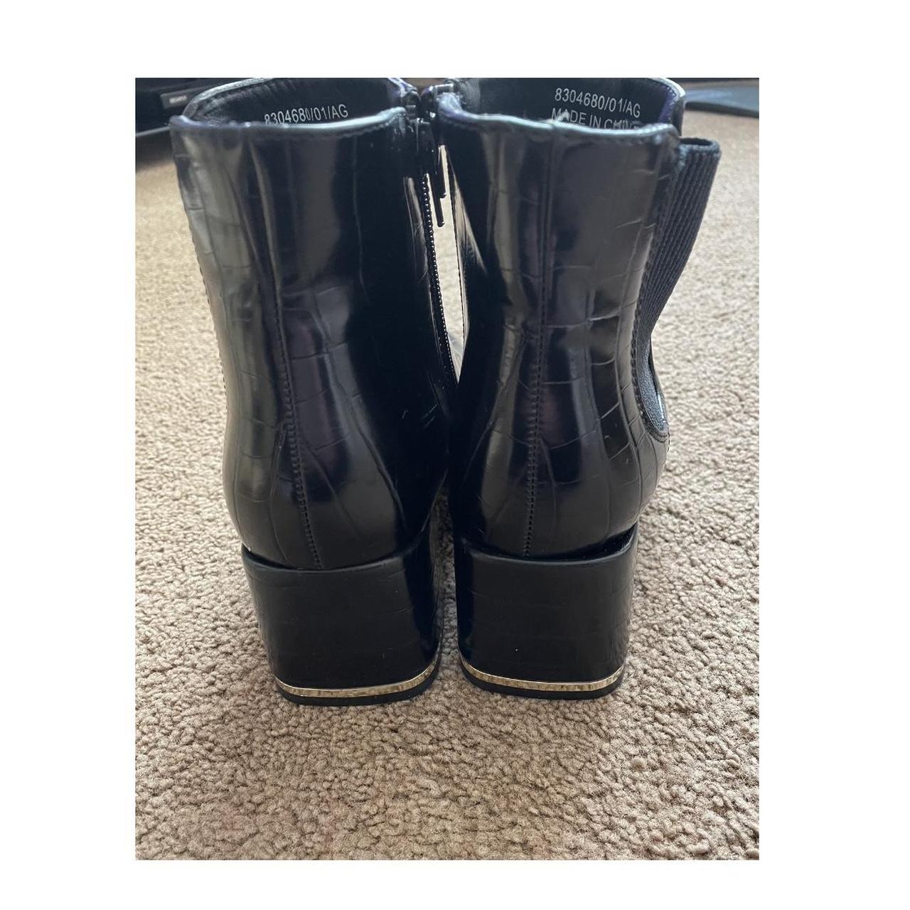 New Look Black Patent Leather Croc Pattern Heeled... - Depop