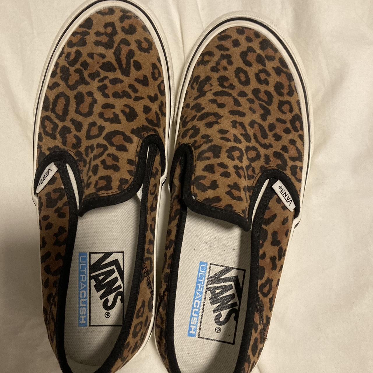 Vans brown and black leopard print slip on trainers.... - Depop