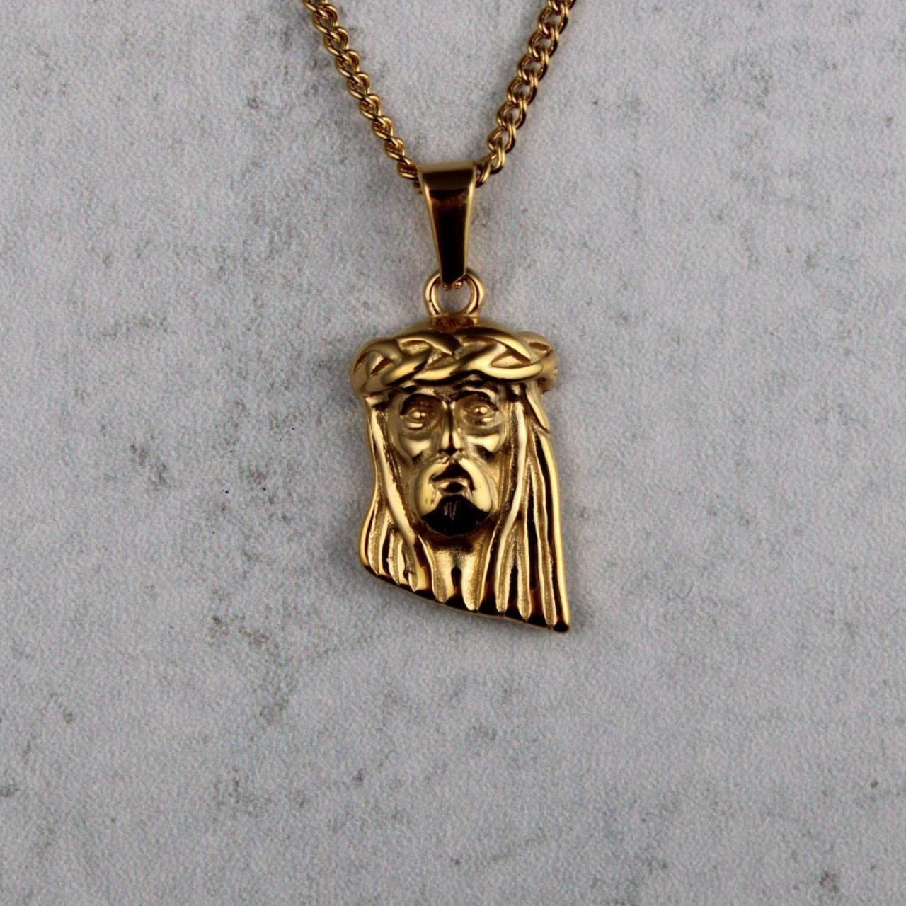Gold Jesus Piece Pendant Chain Necklace •Premium... - Depop