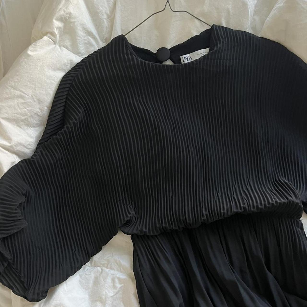black ZARA pleated midi dress. chiffon pleats and... - Depop