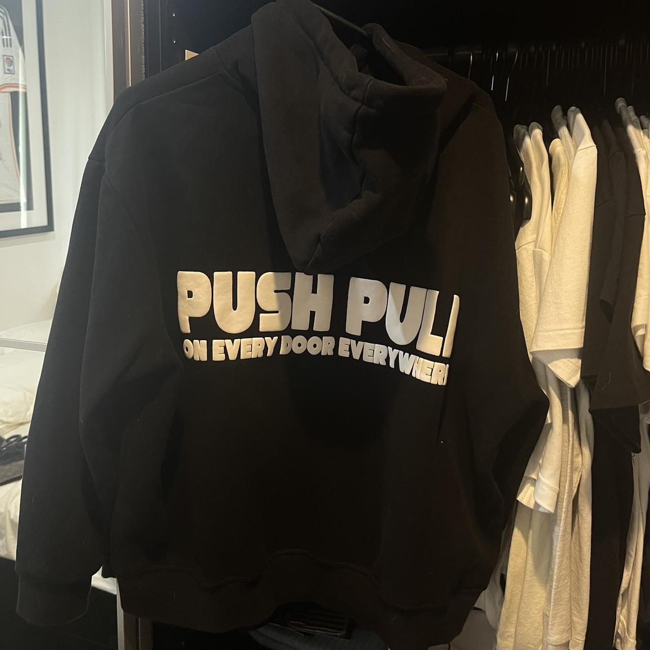 Push Pull Black Hoodie - size s-m - worn a couple... - Depop