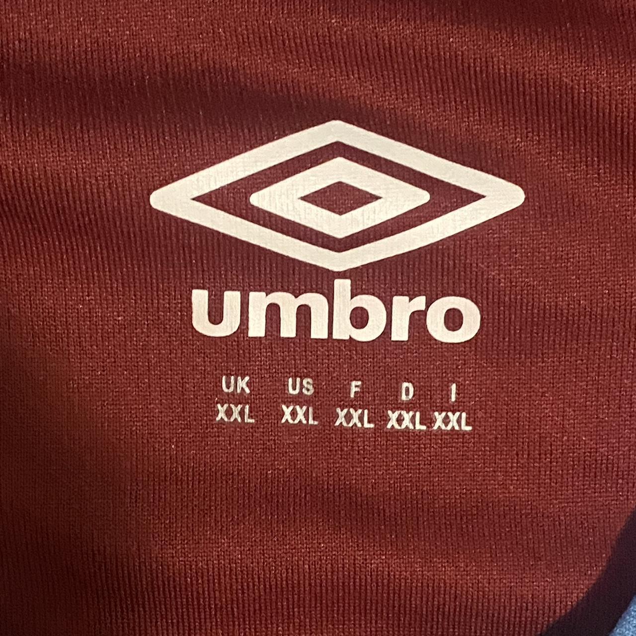 Umbro Men's Burgundy and Blue T-shirt | Depop