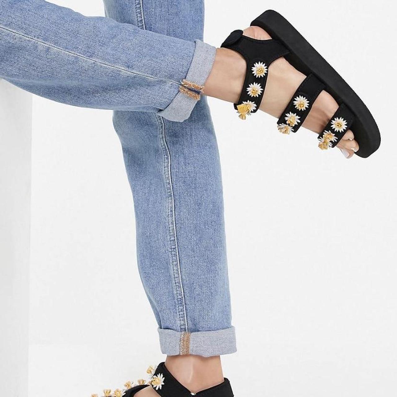 ASOS Design Forget Me Not sporty sandals with Daisy... | Depop